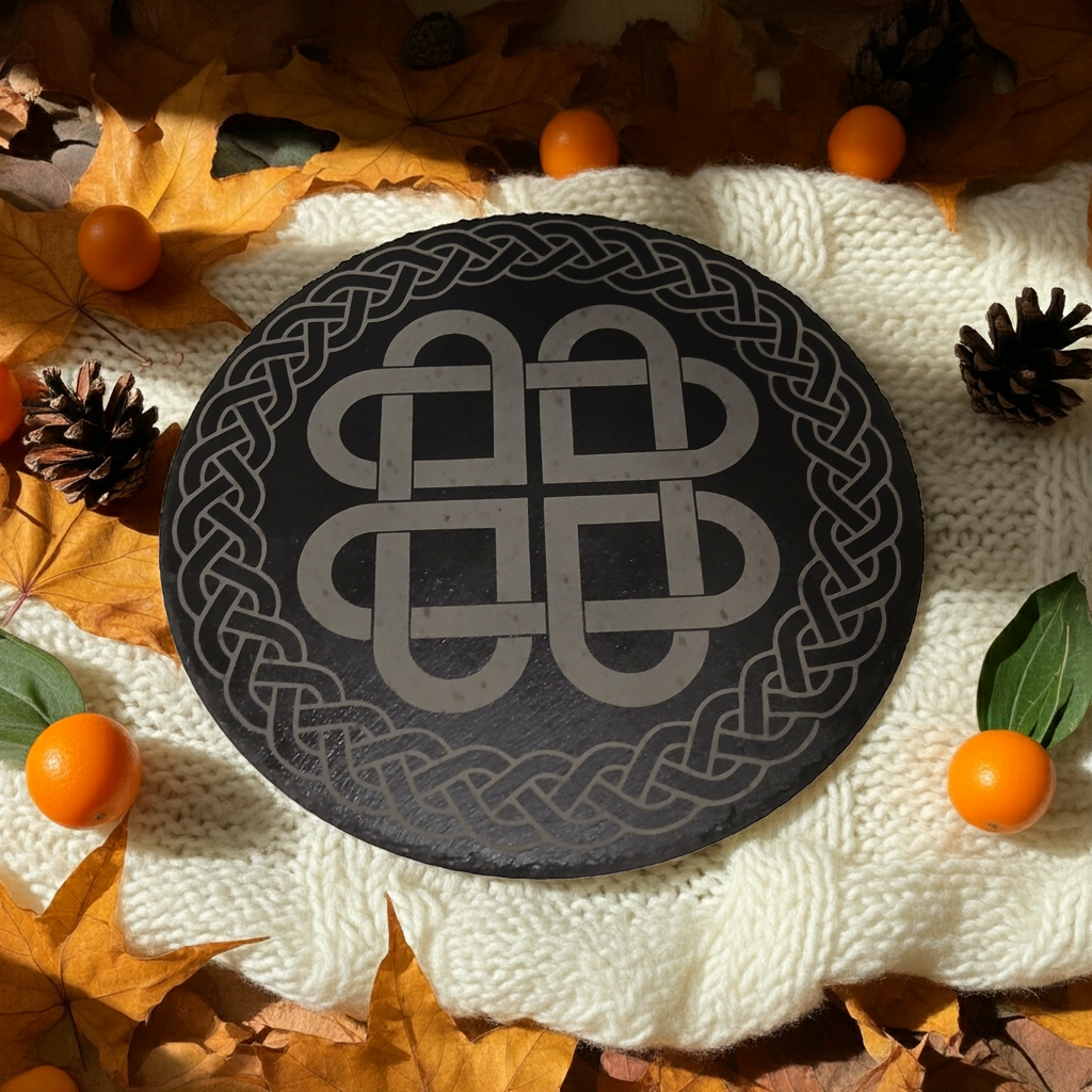 30cm Round Slate Plaque or Placemat, Celts engraving. Great for displa ...