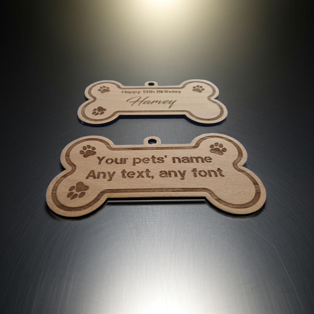 Personalised Wooden Dog Name Bone Shaped Sign Hanging Plaque Paw Bed C ...